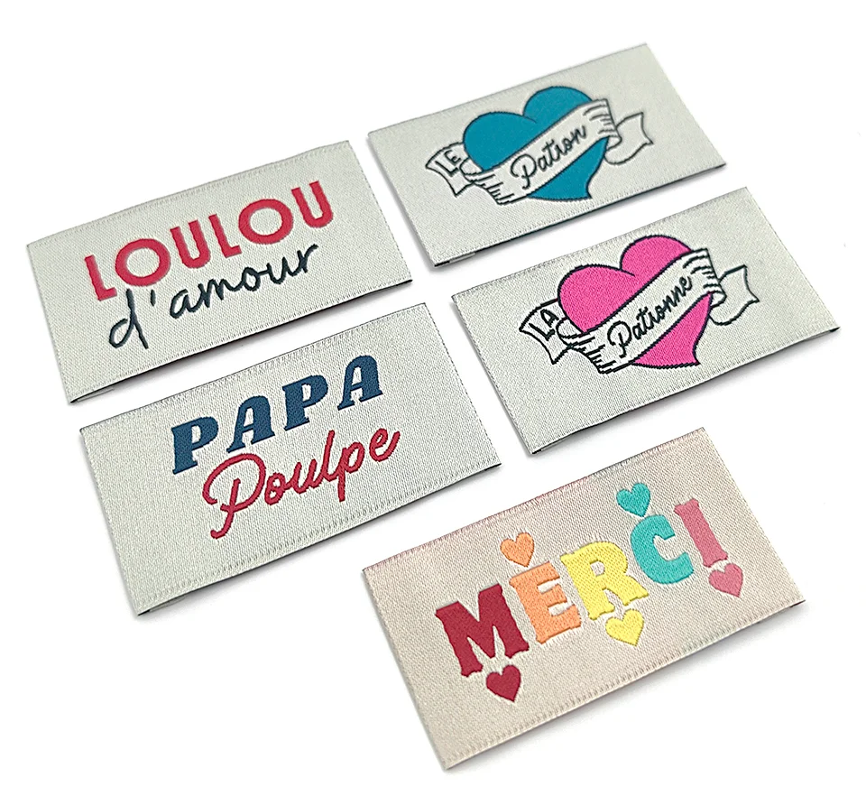 High Density End Folded Custom Embroidery Woven Label Tags For Clothing ...