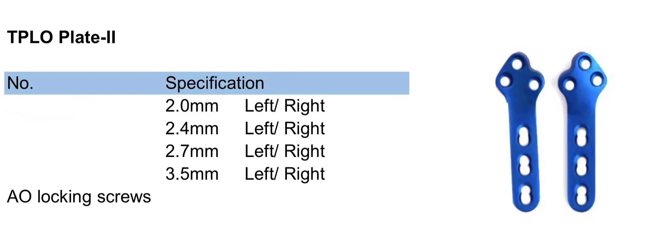 Tplo Plate Instruments Tplo Locking Plate 2.0/2.4/2.7/3.5mm Veterinary ...