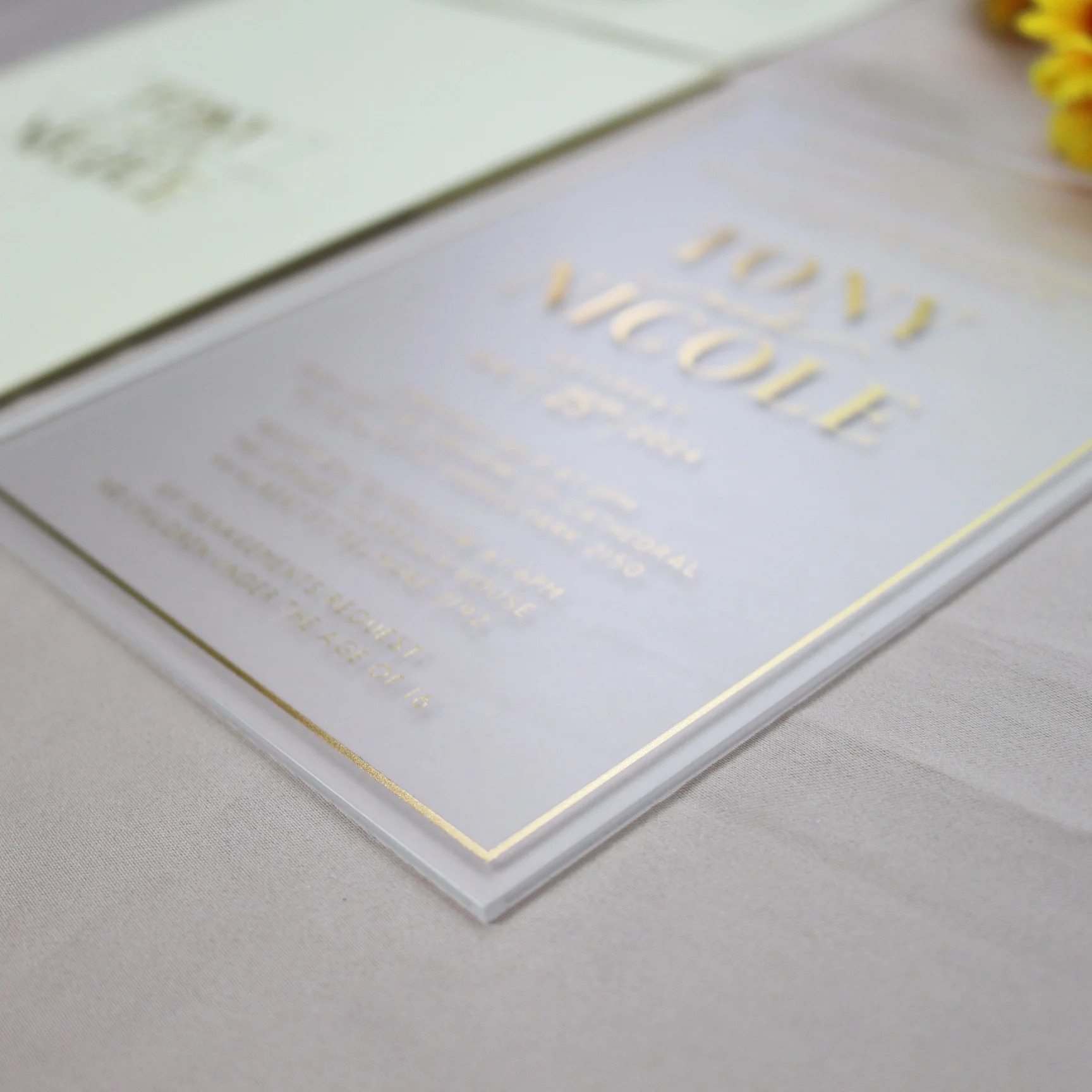 Frosted Acrylic Wedding Invitation Card with Envelope with Slot for the ...