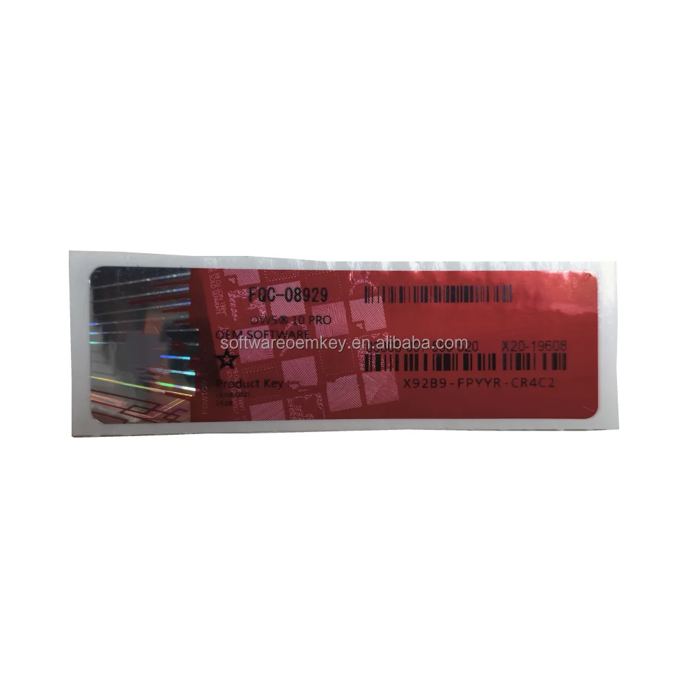High Quality Red Label For Win 10 Pro Oem Key Sticker 32/64bit 6 Months ...