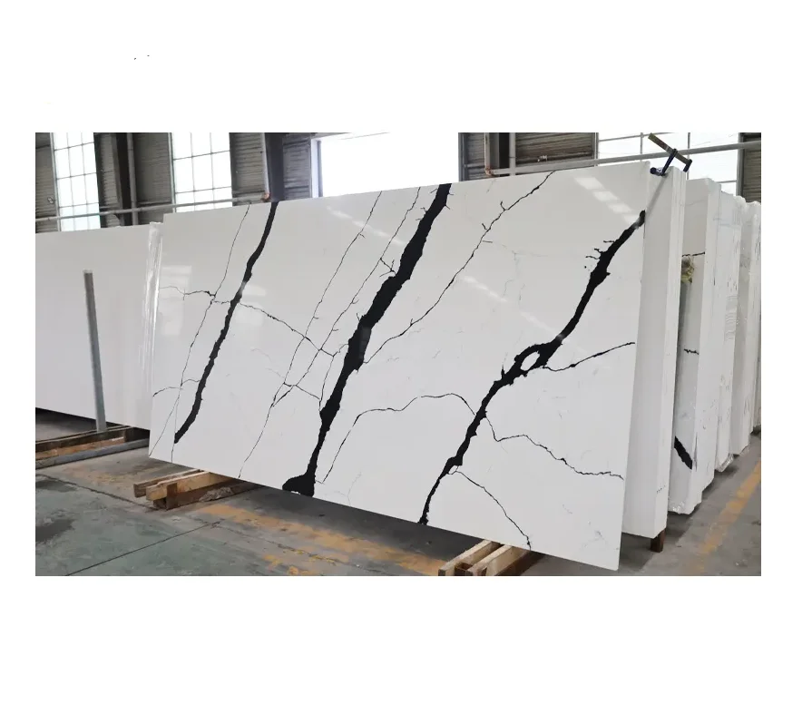 Modern White Artificial Engineered Marble Acrylic Sheet Calacatta ...