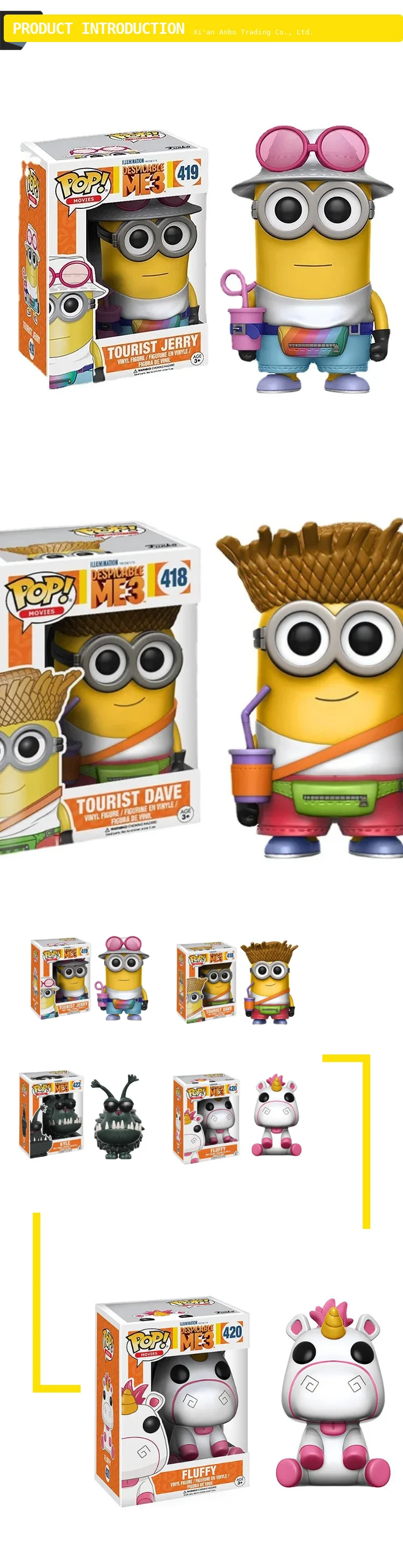 Hot Sale Funkos Pop Little Yellow Man Pvc Anime Statues Ornaments ...