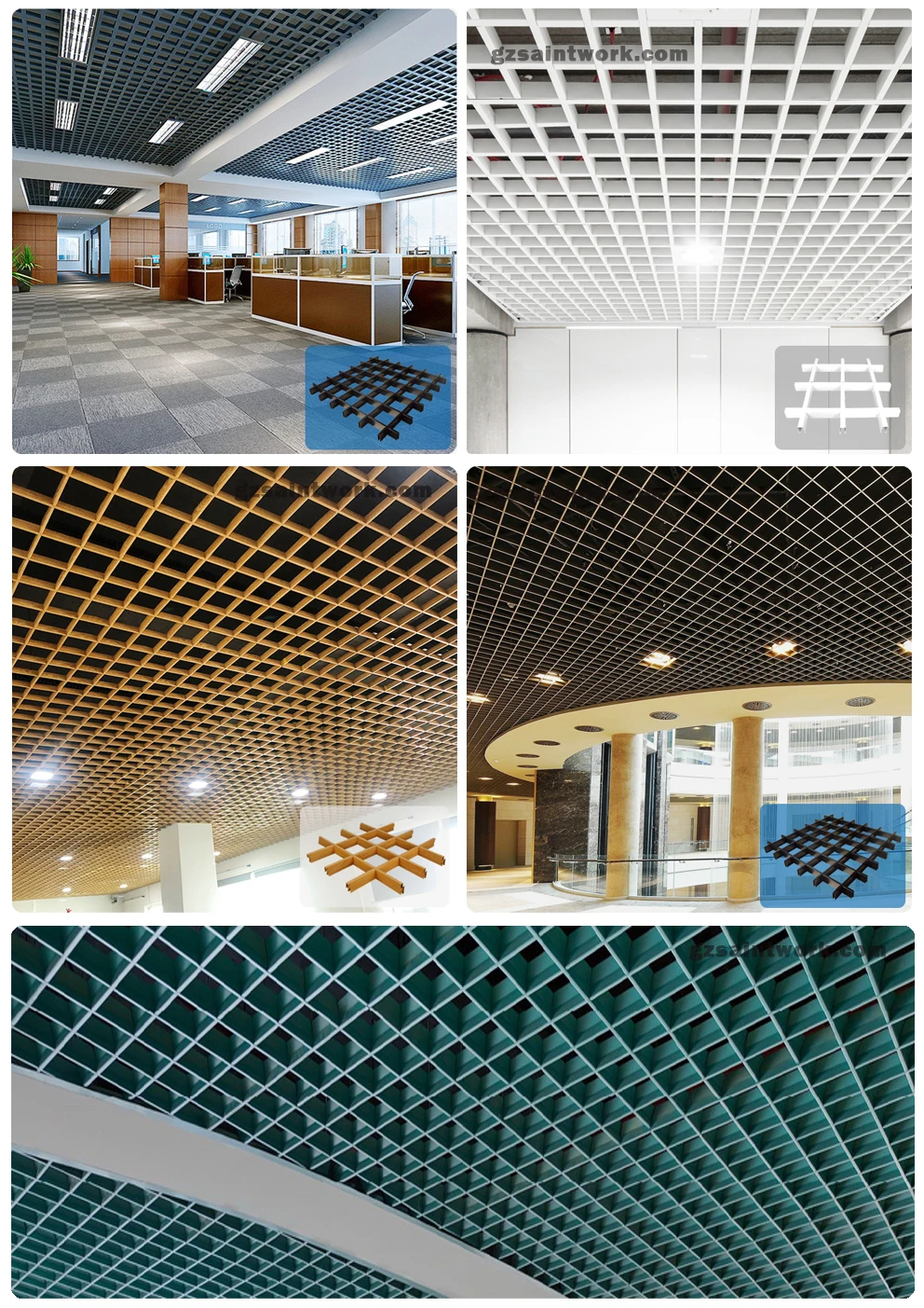 Open Cell Aluminium Grid Ceiling Pop Modern Office Ceiling Design ...