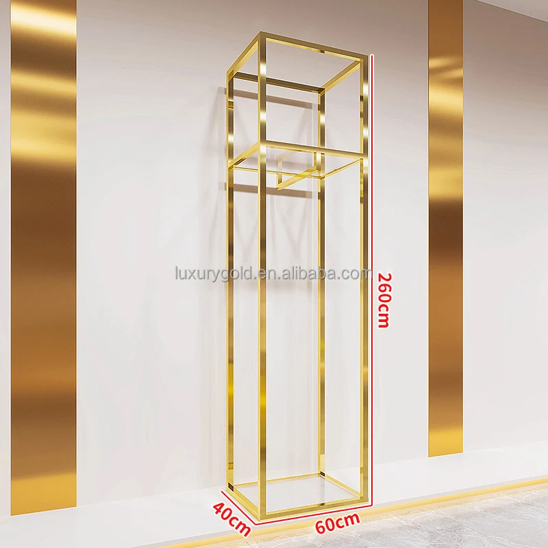 Custom Stainless Steel Boutique Gold Clothing Racks Garment Metal Shelf ...