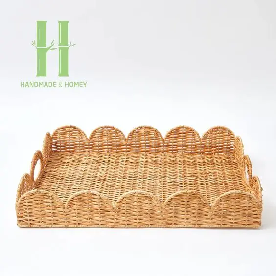 Trendy Rattan Scallop Table Beautiful Rattan Scallop Tray Modern Rattan ...