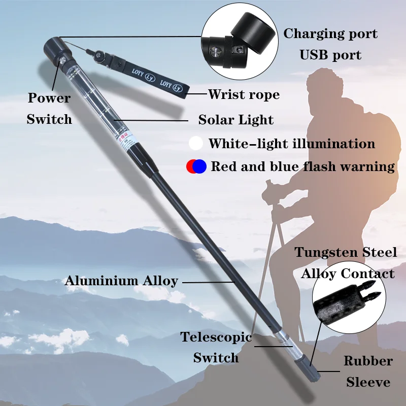 Multifunctional Adjustable Telescopic Aluminum Alloy Hiking Walking ...
