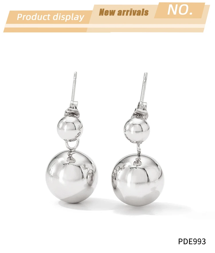 Wholesale New Design 18k Gold Stainless Steel Long Dangling Big Ball ...