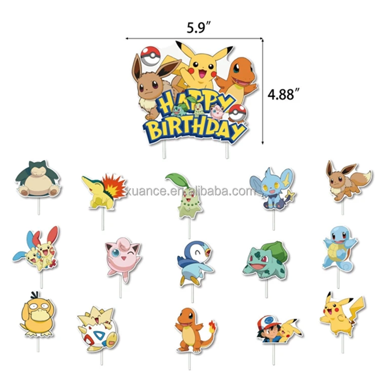 Pikachu Theme Birthday Party Decoration Set Pull Flag Children Birthday ...