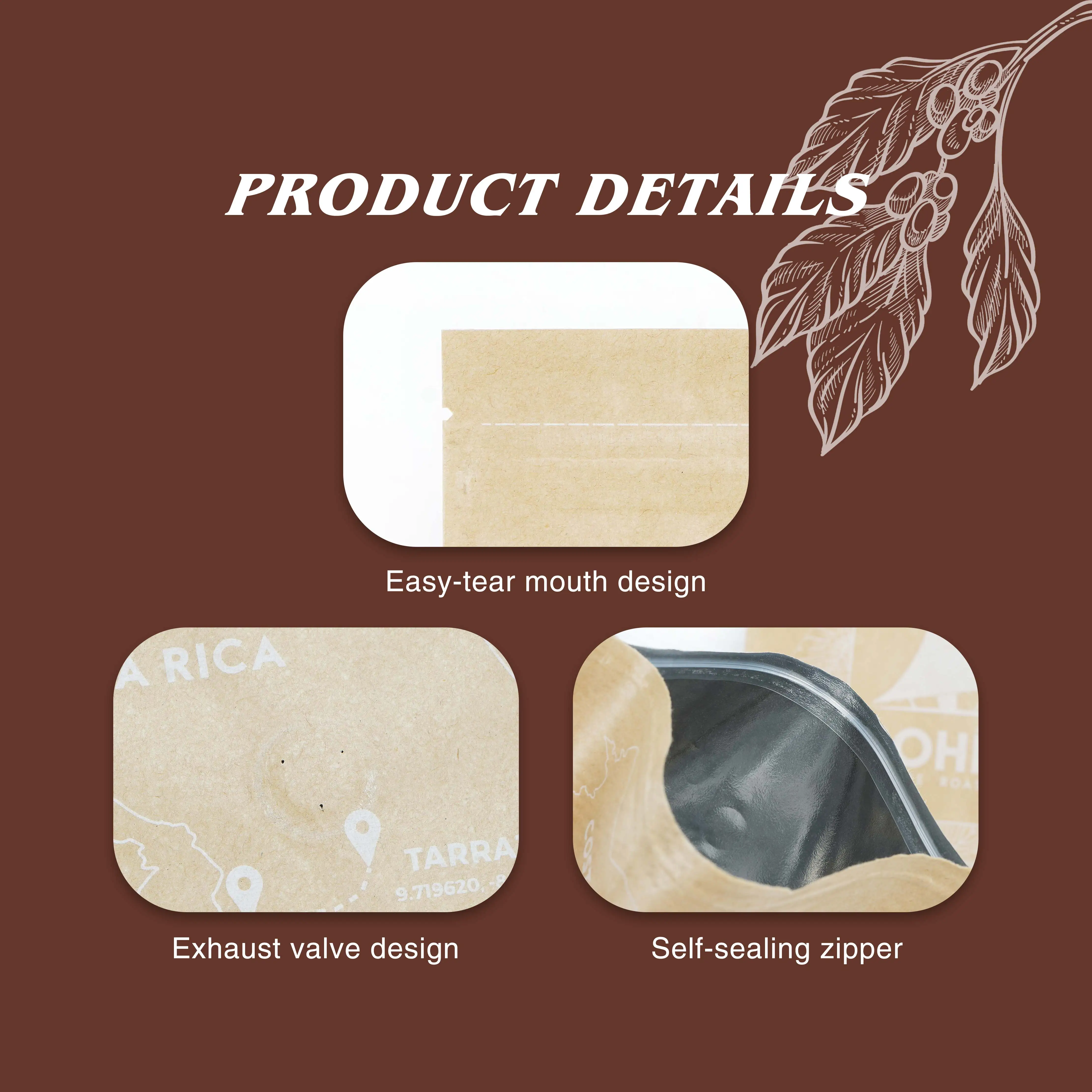 Custom Biodegradable Empty Tea Sachet Three Side Heat Seal Tea Coffee ...