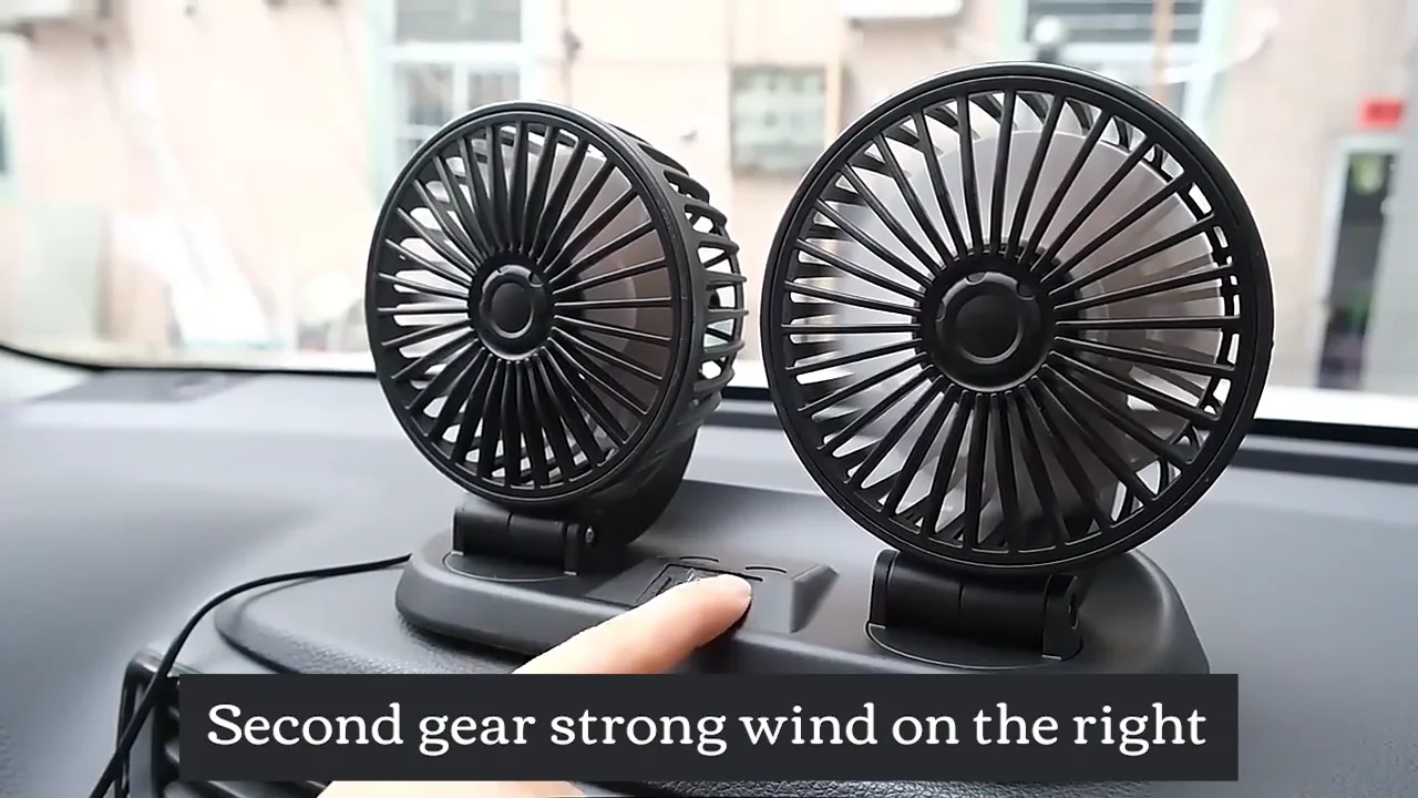 12v Electric Car Cooling Fan 360 Degree Rotatable Telescopic Dual Head ...