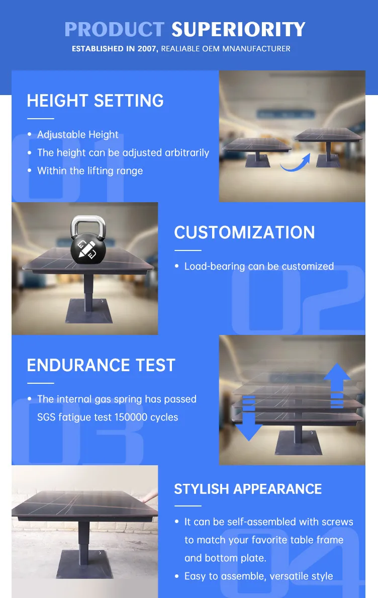 Factory Lockable Gas Spring Two Stage Lifting Columns For Adjustable ...