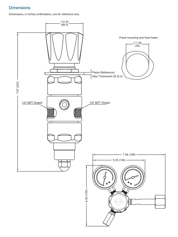 Helium CGA 580 Cylinder Connector - Precision Pressure Regulator
