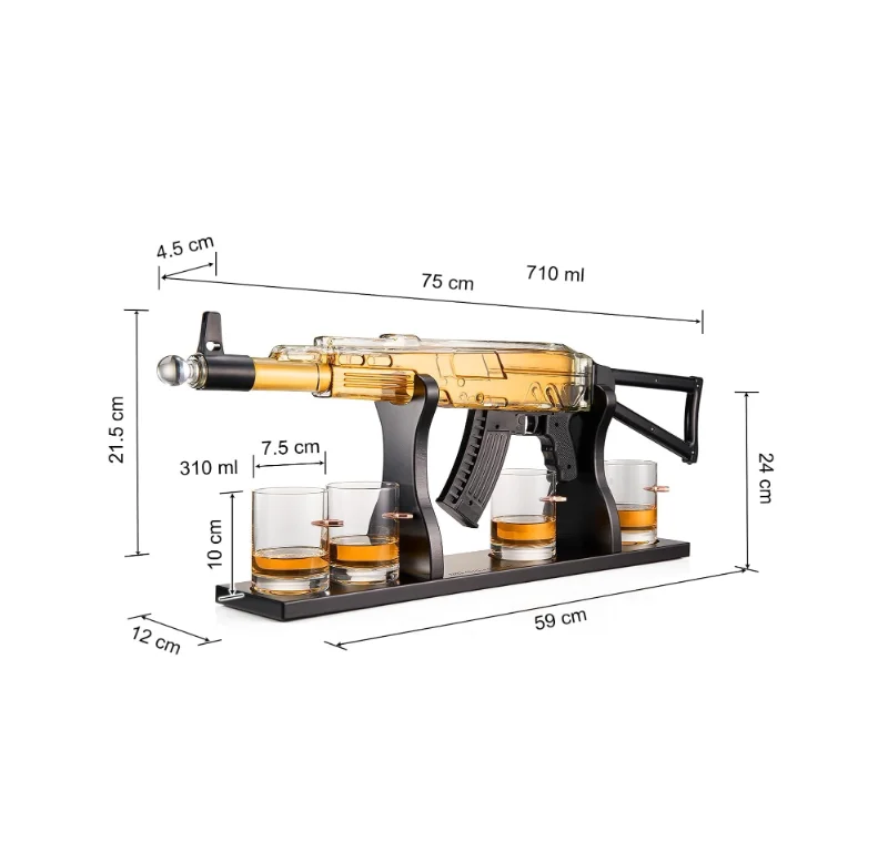 Gun Whiskey Decanter Set Drinking Party Accessory Handmade Gun Liquor Decanter Tik Tok Gun ...