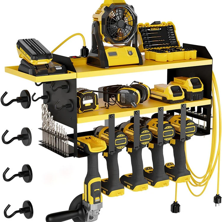 JH-Mech Power Tool Organizer with Drill Holder Tray 4 Magnetic Hooks ...