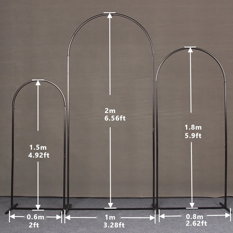 Simple Gold Black Metal Party Arch Photo Zones Backdrop Stand Kit ...