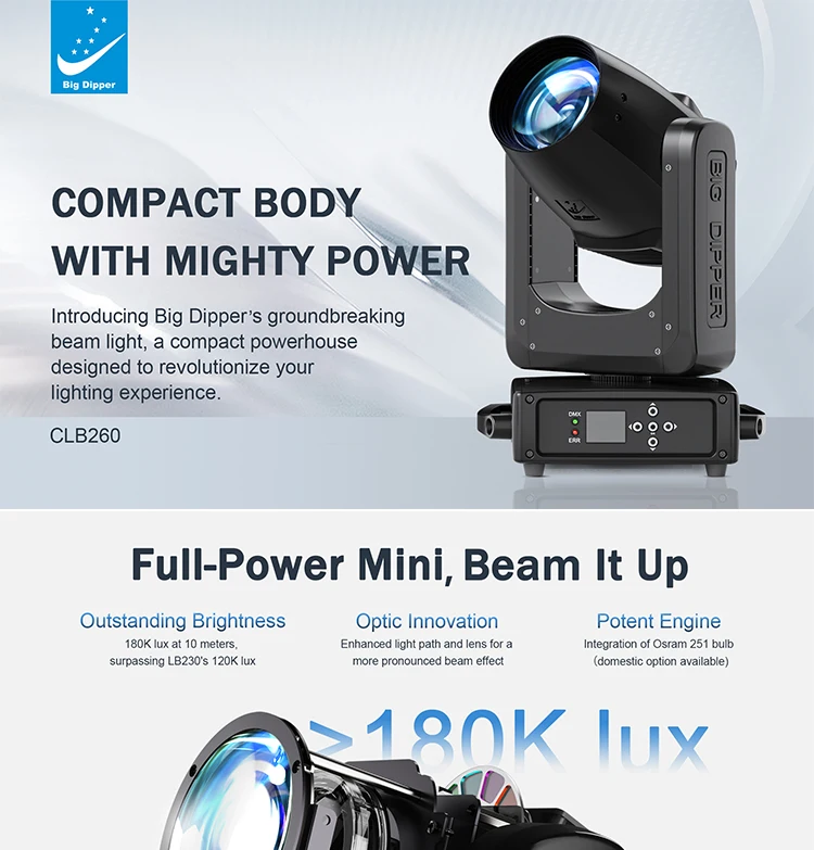 Big Dipper Clb260 Disco Beam Light 260w 6kg Mini 9r Sharpy Moving Head ...