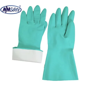 Nmsafety Waterproof Heavy Duty Gloves Green Nitrile Guantes De Nitron ...