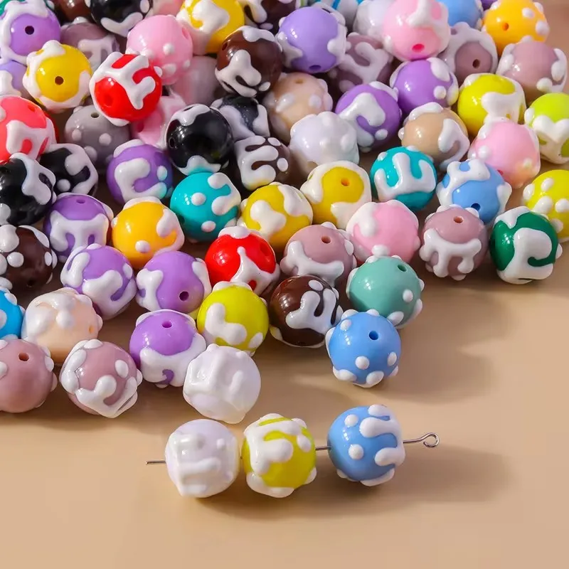 200pcs/Lot Wholesale 16mm Acrylic Beads Uv Electroplated Golf Plastic ...