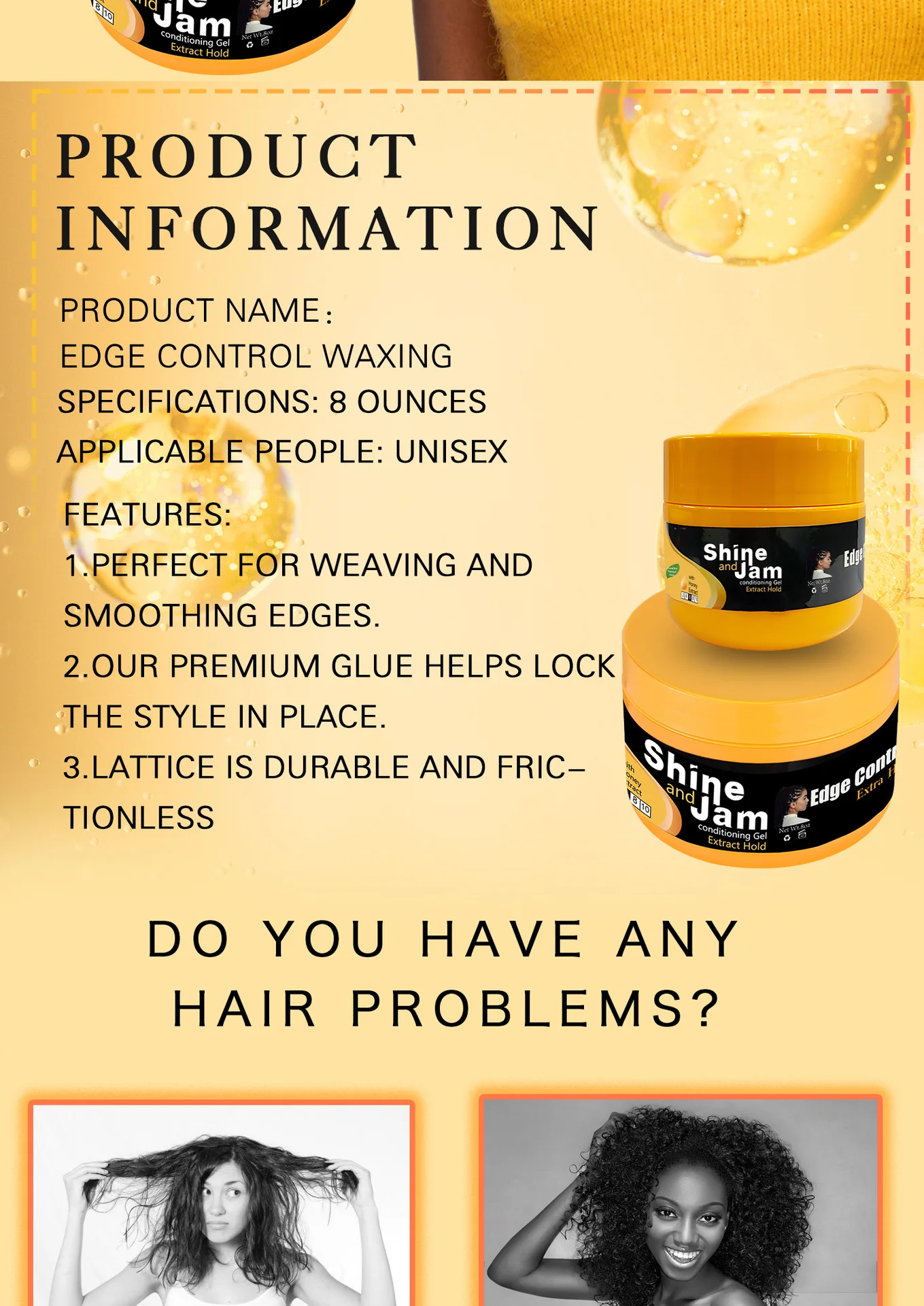 Private Label Extreme Hold Glitter Shine Jam Gel And Braiding Gel ...