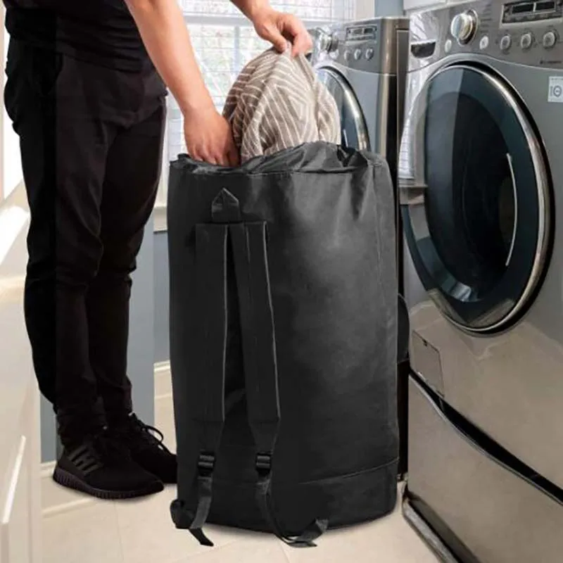 Backpack Laundry Bag With Padded Adjustable Shoulder Strap And Pocket ...