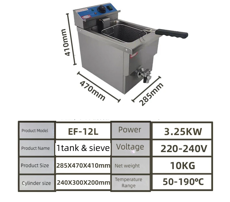 Deep Frying Pan Single Double Electric Fryer Commercial Desktop ...