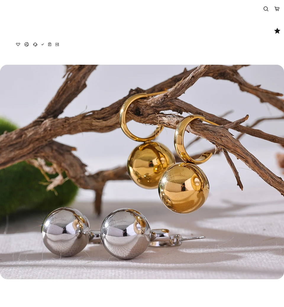 Jinyou 3370 Statement Stainless Steel Metal Circular Round Ball Huggie Earrings Water Resistant ...