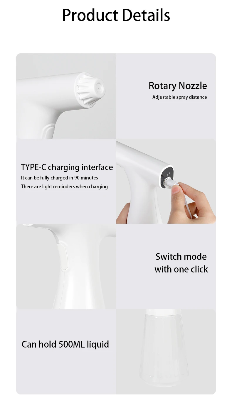 Custom Portable Automatic Rechargeable Electric Alcohol Sprayer