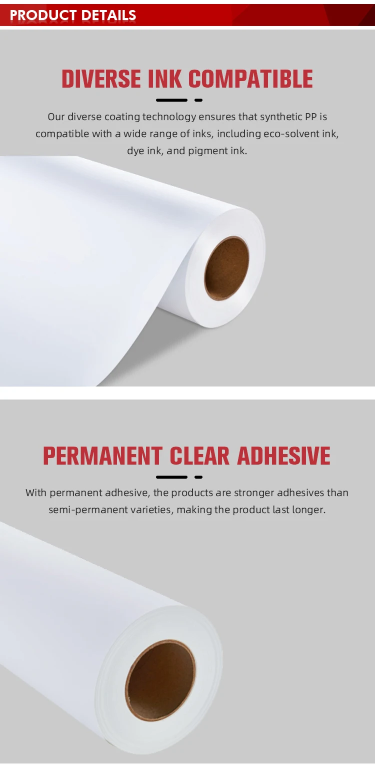Eco Solvent Printable Waterproof PP Synthetic Paper
