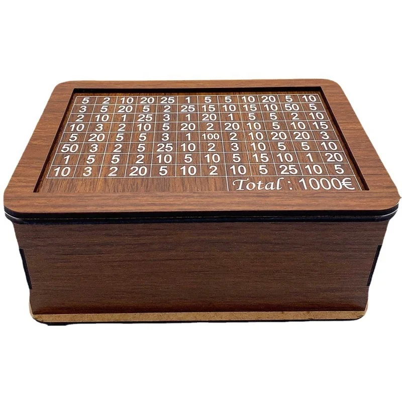 Wooden Money Box with Numbers - Savings Target Piggy Bank