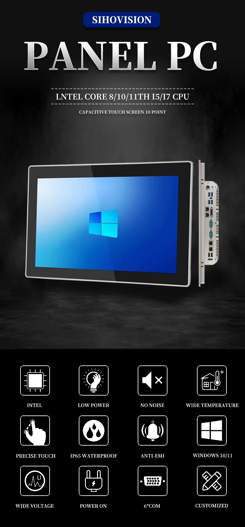 12 Inch Fanless J4125 Industrial Panel Pc 8gb 128gb Embedded Capacitive ...