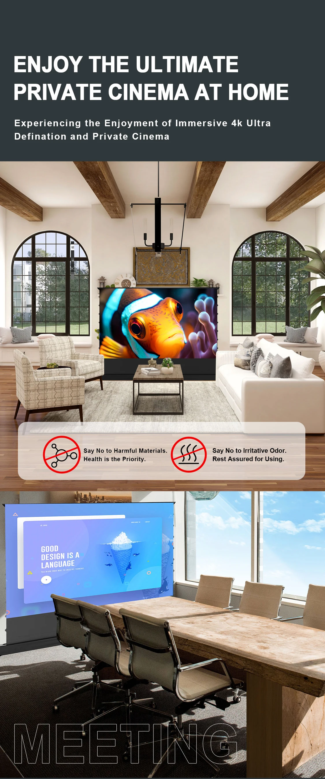 2023 New 100/120inch Wupro Patent 100'' Floor Rising Alr Clr Projector ...