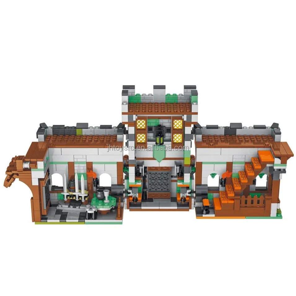 1724 Bricks Medieval Town Market European Style Building Block Sets for ...