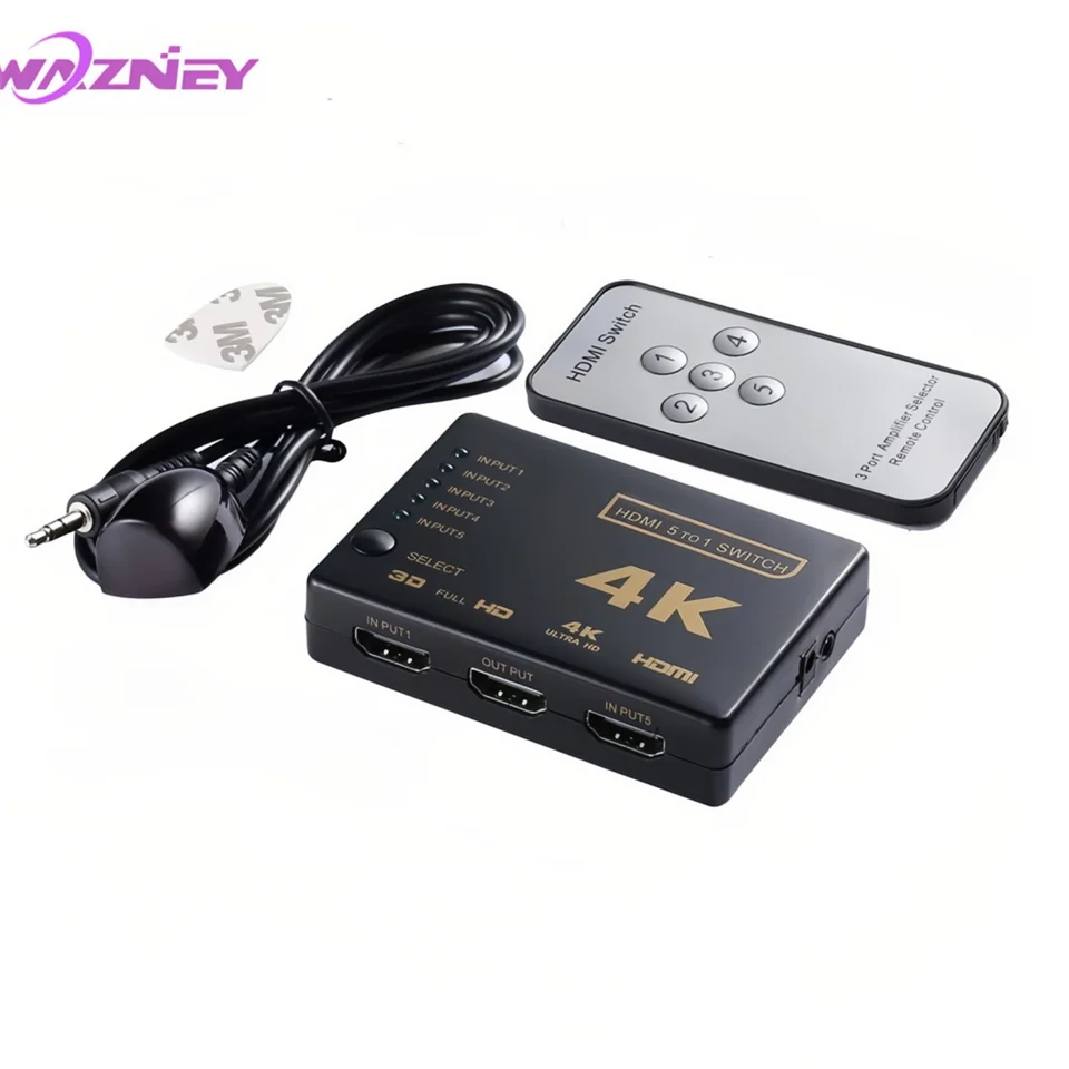 4K 5 Port HDMI Switch Adapter - Luxurious 5-in-1 Converter