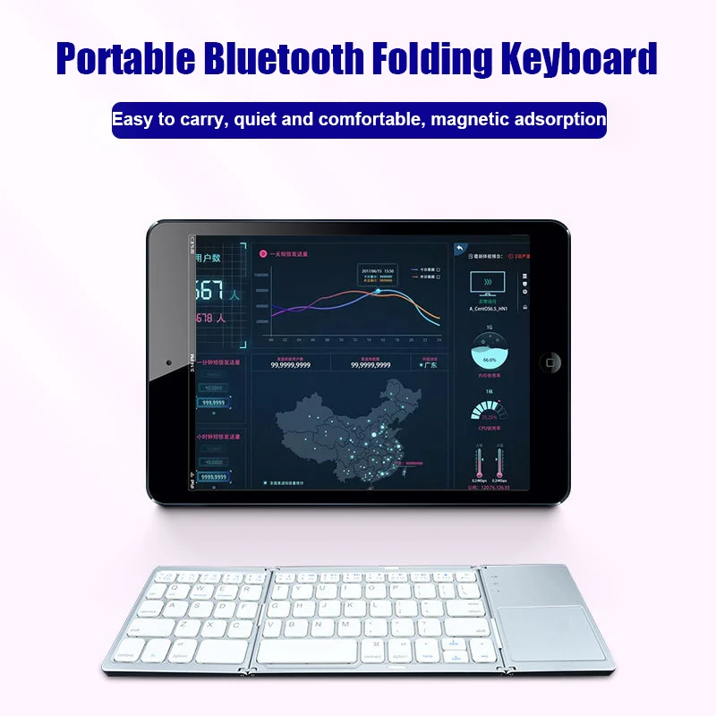 B033 Foldable Wireless Keyboard with Touchpad for Windows, Android, and IOS