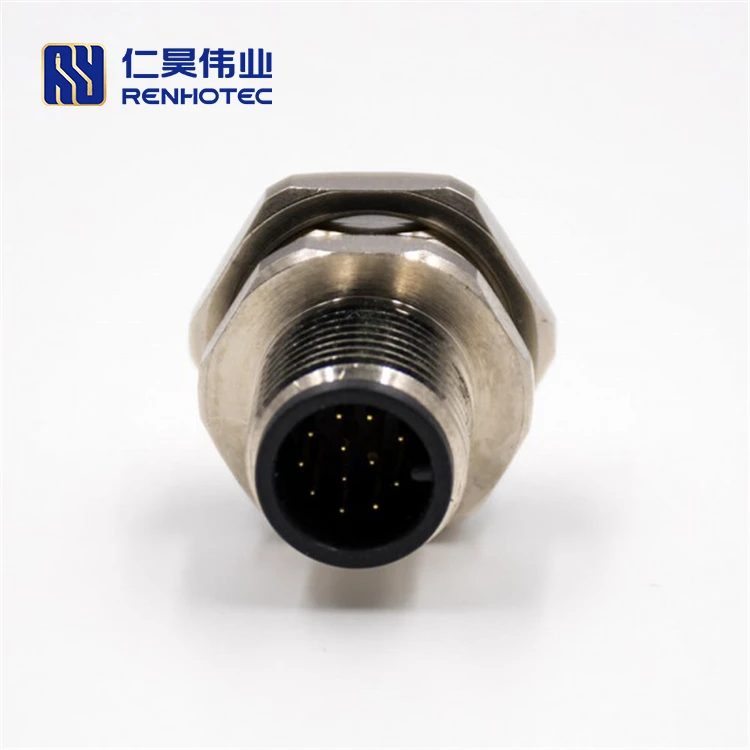 M12 5 Pin Male Front Mount Connector - Waterproof & Reliable