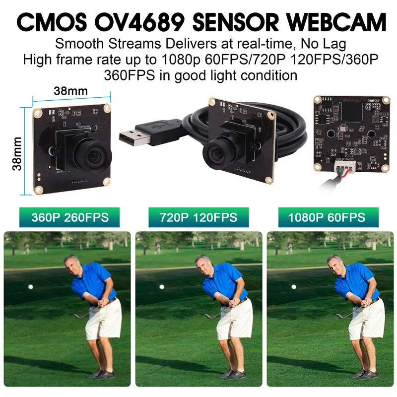 ELP 2 Megapixel CMOS OV4689 High Speed USB Camera 1080P