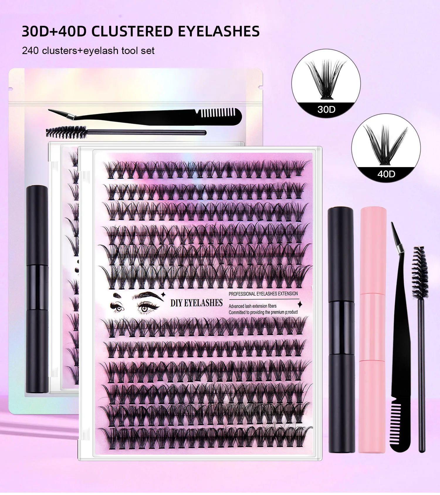 Diy Lash Extension Kit Glue-based Faux Mink Cluster Lashes Kit Segment Diy Lashes Custom Kit ...