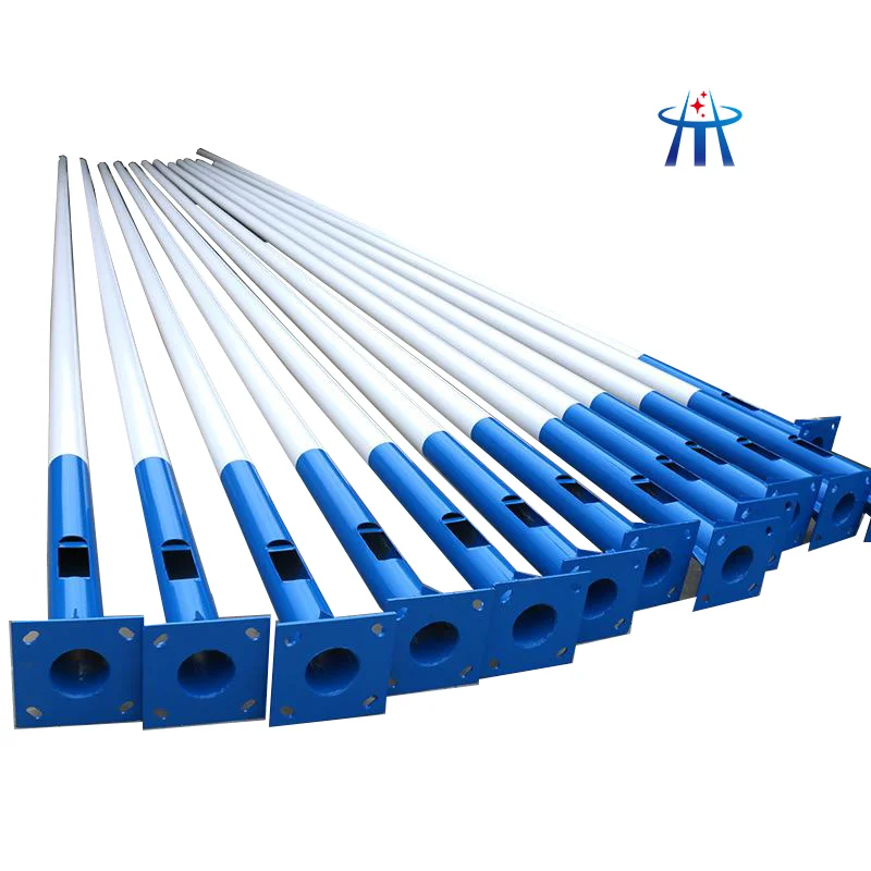 Outdoor Solar Street Poles 6m 8m 10m 12m Aluminum Lighting Columns ...