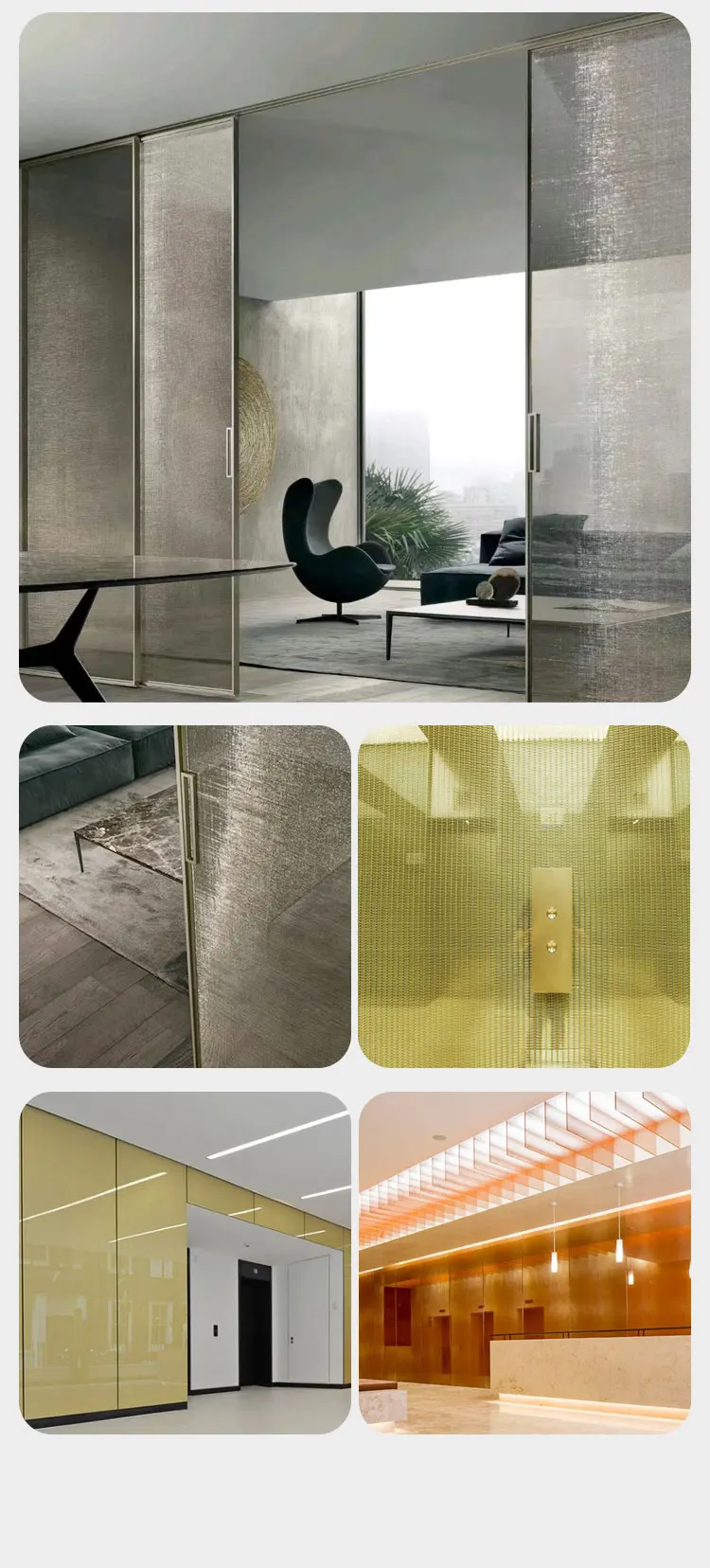 Decorative Laminated Glass Office Partition Screen