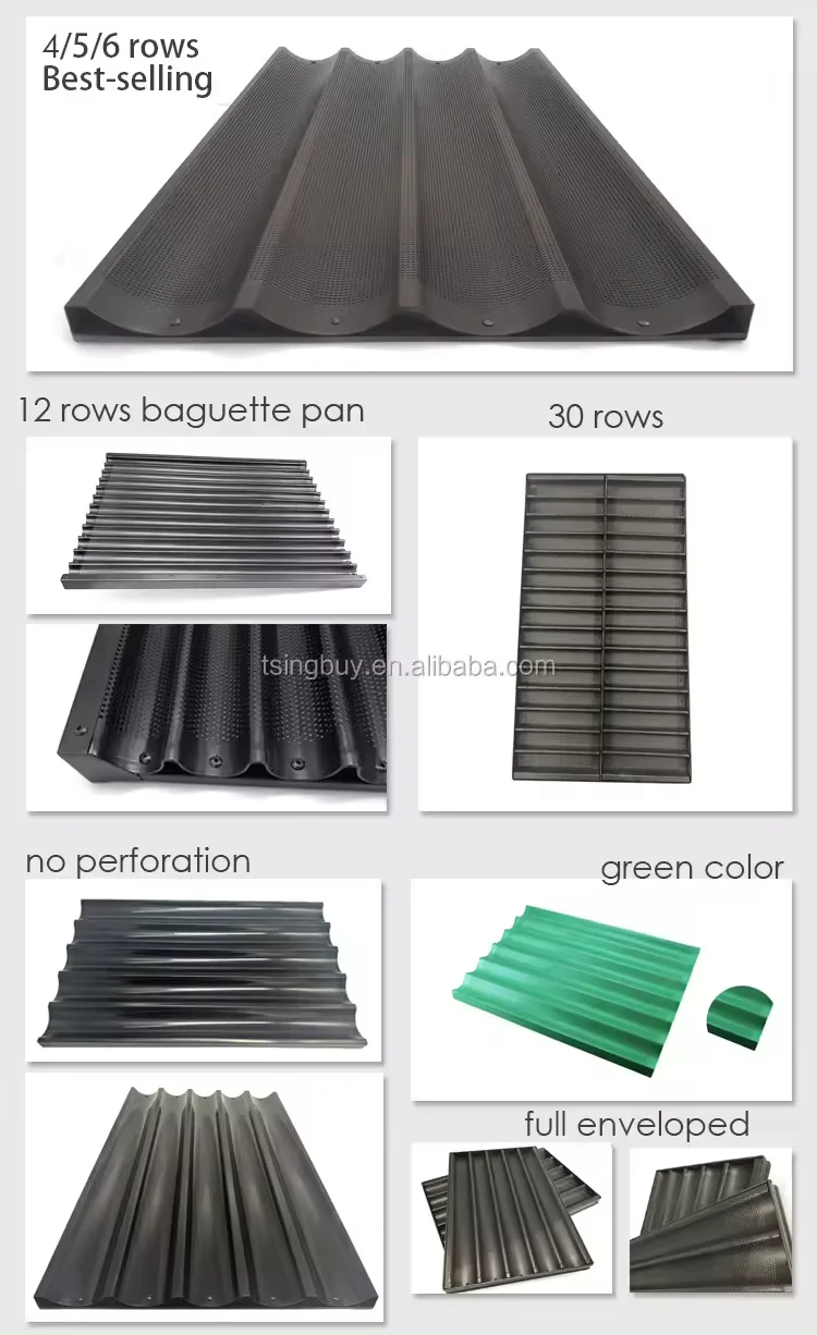 5-rows French Bread Baguette Baking Tray Durable Metal Baguette Pan ...