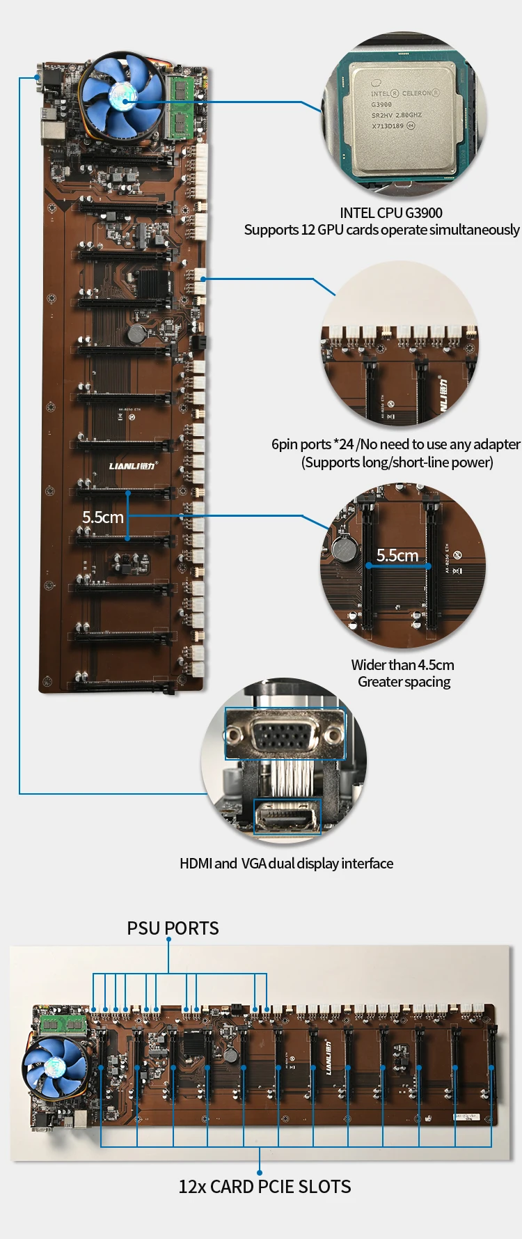 12 GPU Server Case B250 - High Power Support & Silent Rig