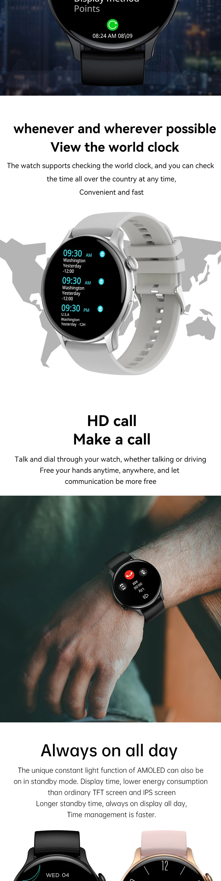 Hot Amoled Smart Watch Hk85 With Bt Call Voice Control 1.43 Hd Screen ...