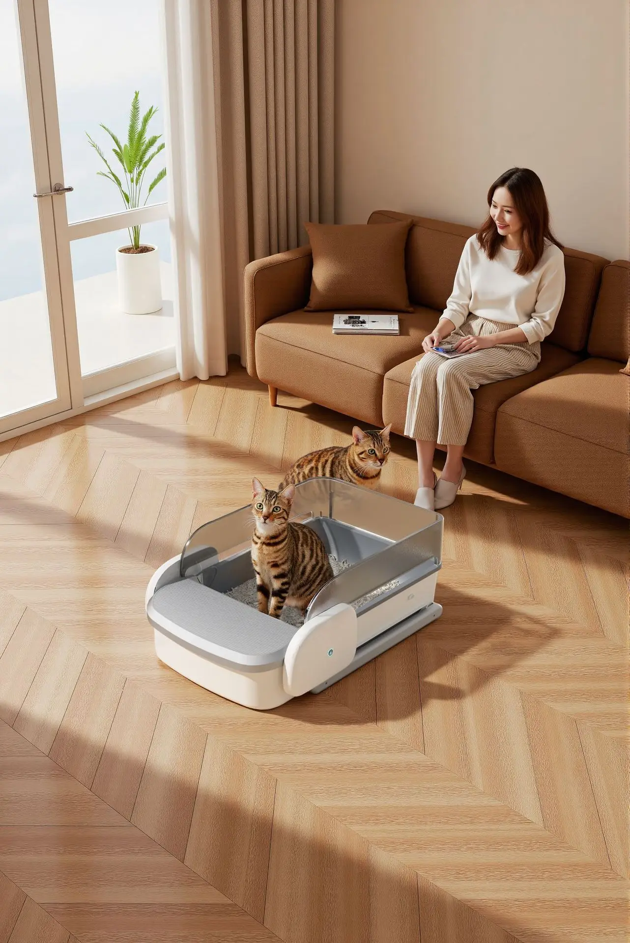 Open-Type Smart Cat Litter Box Large-Capacity Detachable Separate ...