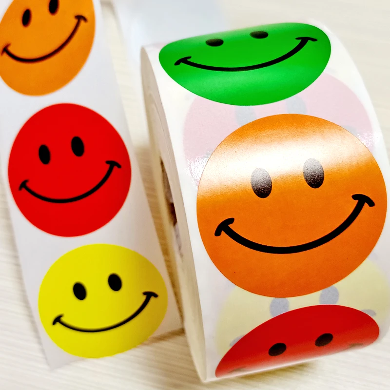 Round Blue Smiley Face Stickers Face Smile Stickers Party Cartoon Gift ...