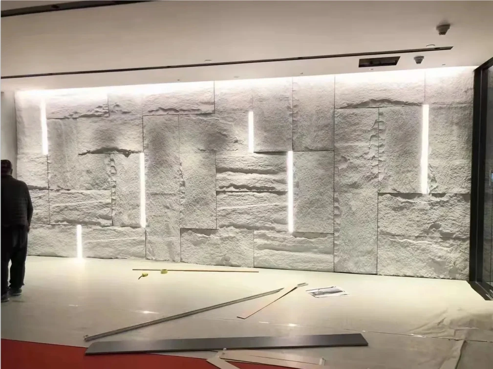 Luxury Pu Faux Artificial Light Weights Slate Stone One Panel One Wall Rock Stone Wall Elevation ...