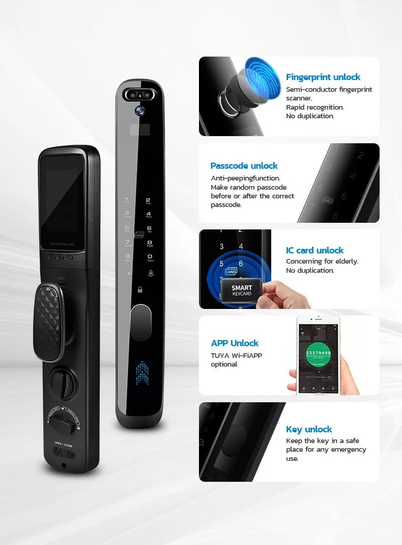 Kadonio Electronic Deadbolt Security 6068 Mortise Face Recognition ...