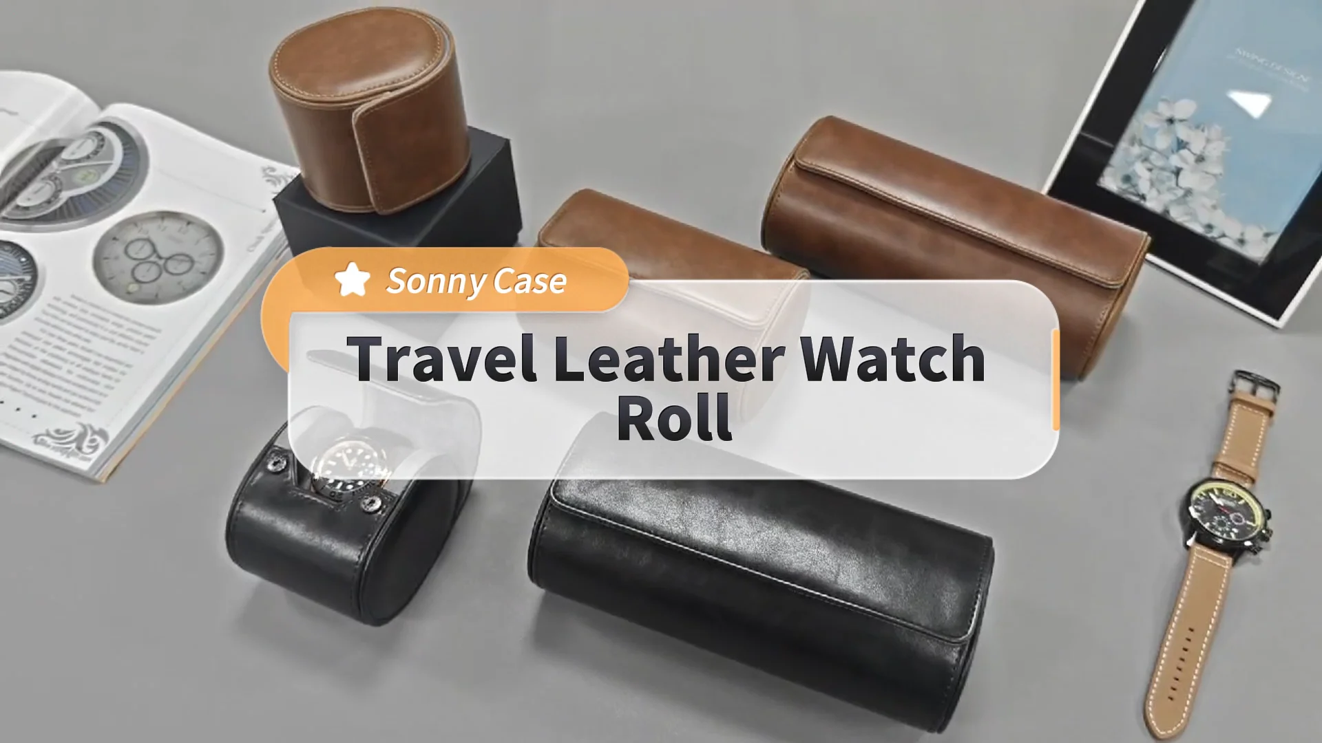 Custom Logo Luxury Antique Vegan Leather Watch Travel Case Pouch Single ...
