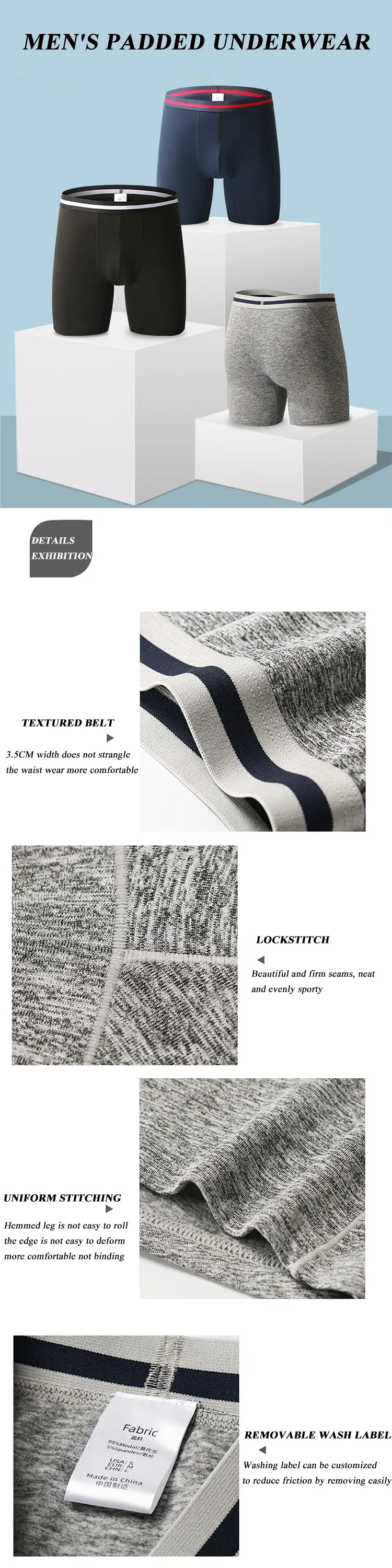 Famous Brand Polyamide Men Padded Underwear Men Padded Bottoms Enhancer ...