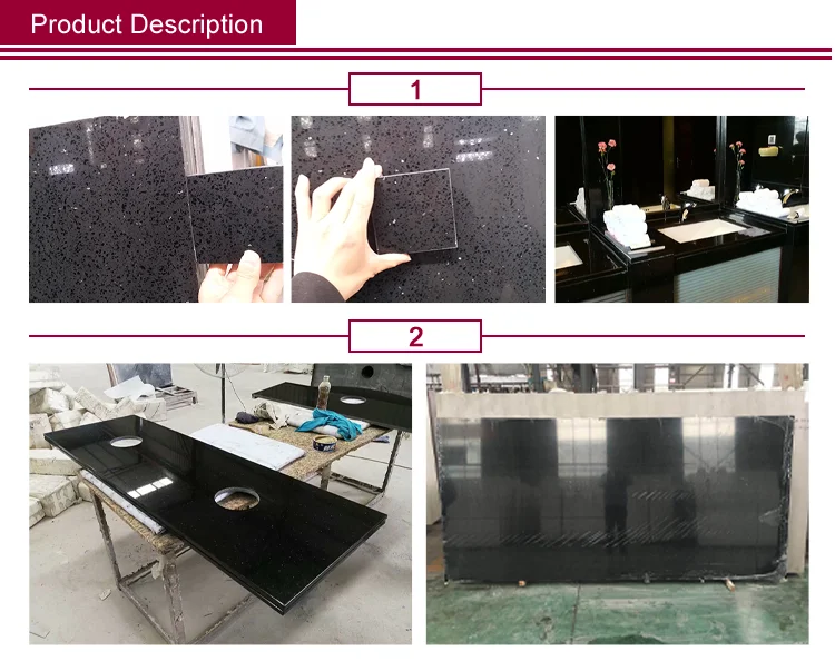 Black With Glass Quartz Countertop Fiberglass Quartz Countertop - Buy ...