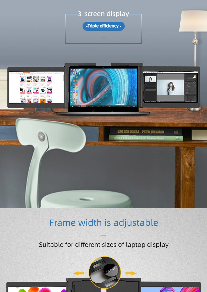 12 Inch One Line Dual Screen Portable Monitor Notebook Expansion Screen ...